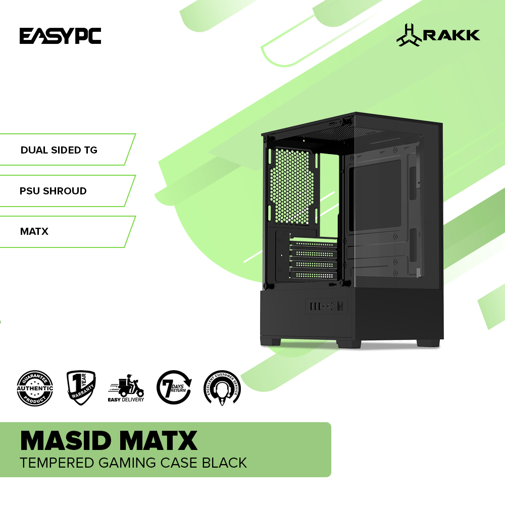 EasyPC | RAKK MASID MATX Tempered Gaming Case Black or White PC Cases ...
