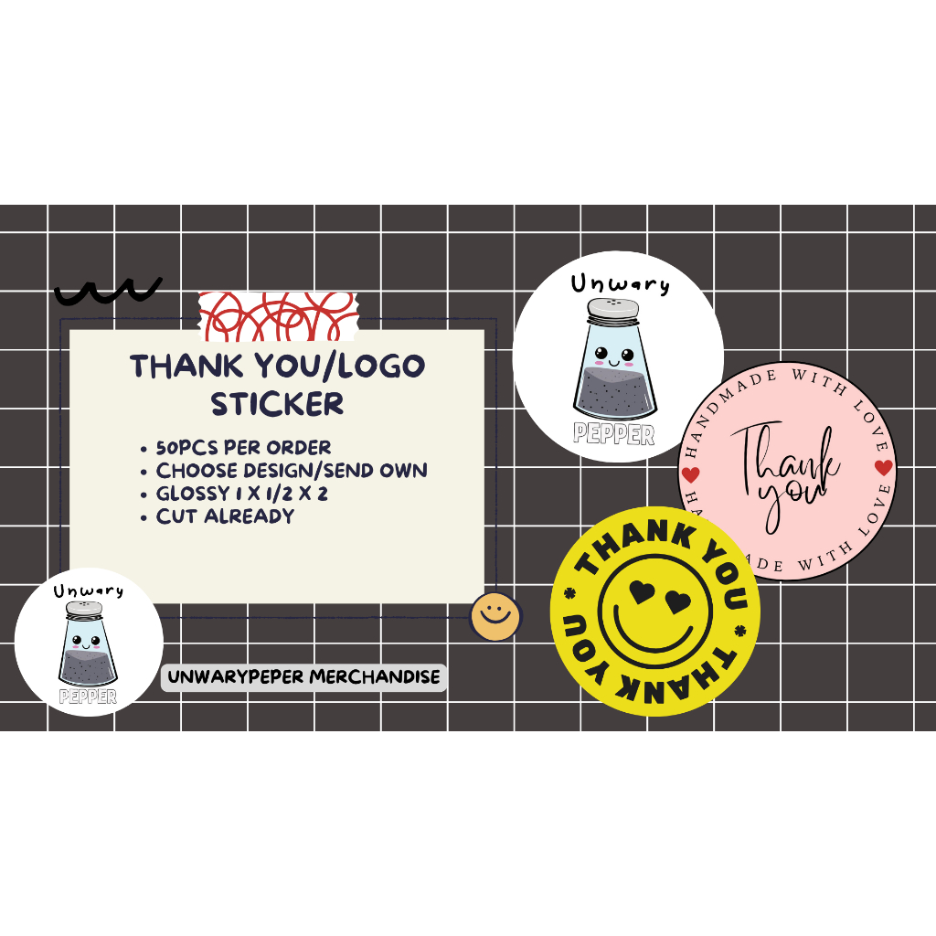 Customized Sticker 50/100pcs - Logo/thank you Sticker (cut already ...