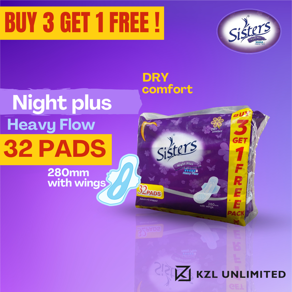 KZLU Buy 3 Get 1 Free Sisters Night Plus Heavy Flow 32 Pads | Shopee ...