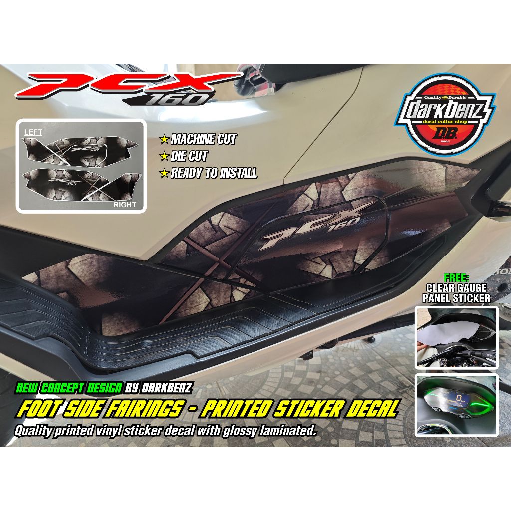 Honda PCX 160 Foot Side Printed Decals with Free Gauge Clear Sticker ...