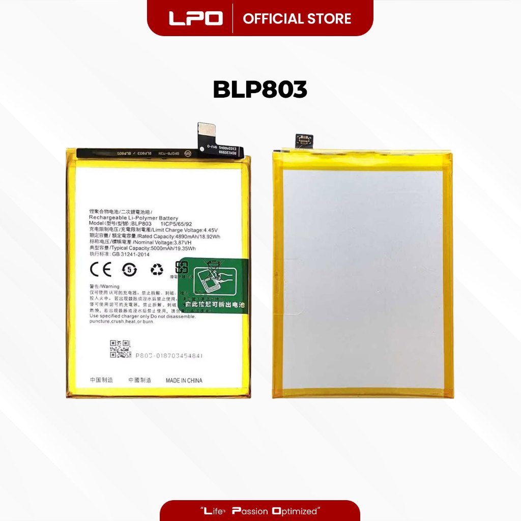 LPO Cellphone Battery BLP803 3.8V 5000mAh 19.35Wh Compatible With ...