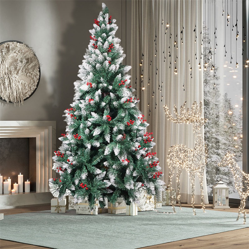 Falling Snow Model Christmas Tree Spike Red Fruit Mix Christmas ...