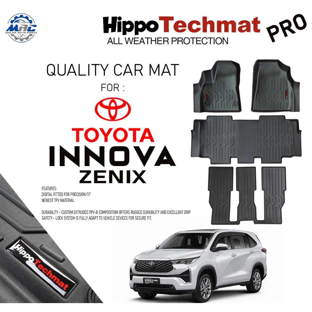 HIPPO TECHMAT PRO for TOYOTA Innova Zenix Deep Dish matting 3 rows plus ...