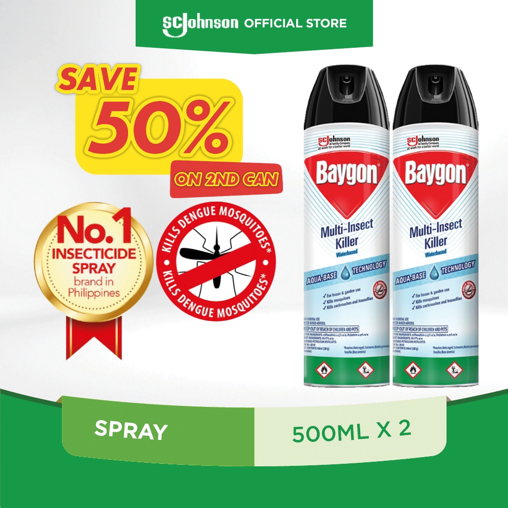 Baygon Multi Insect Killer Water-Based Twin (500ml x 2) | Shopee ...