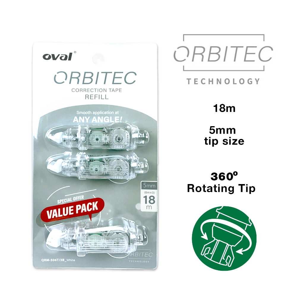 OVAL Orbitec Correction Tape Refill QRM-506T/3B White | Shopee Philippines