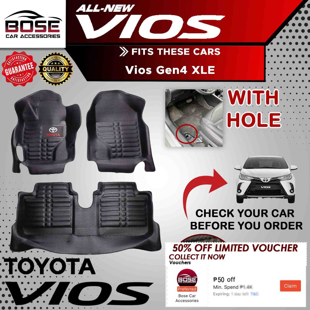 5D Diamond w/ hole / w/o hole Deep Dish Matting Toyota Vios Prime Gen4 ...