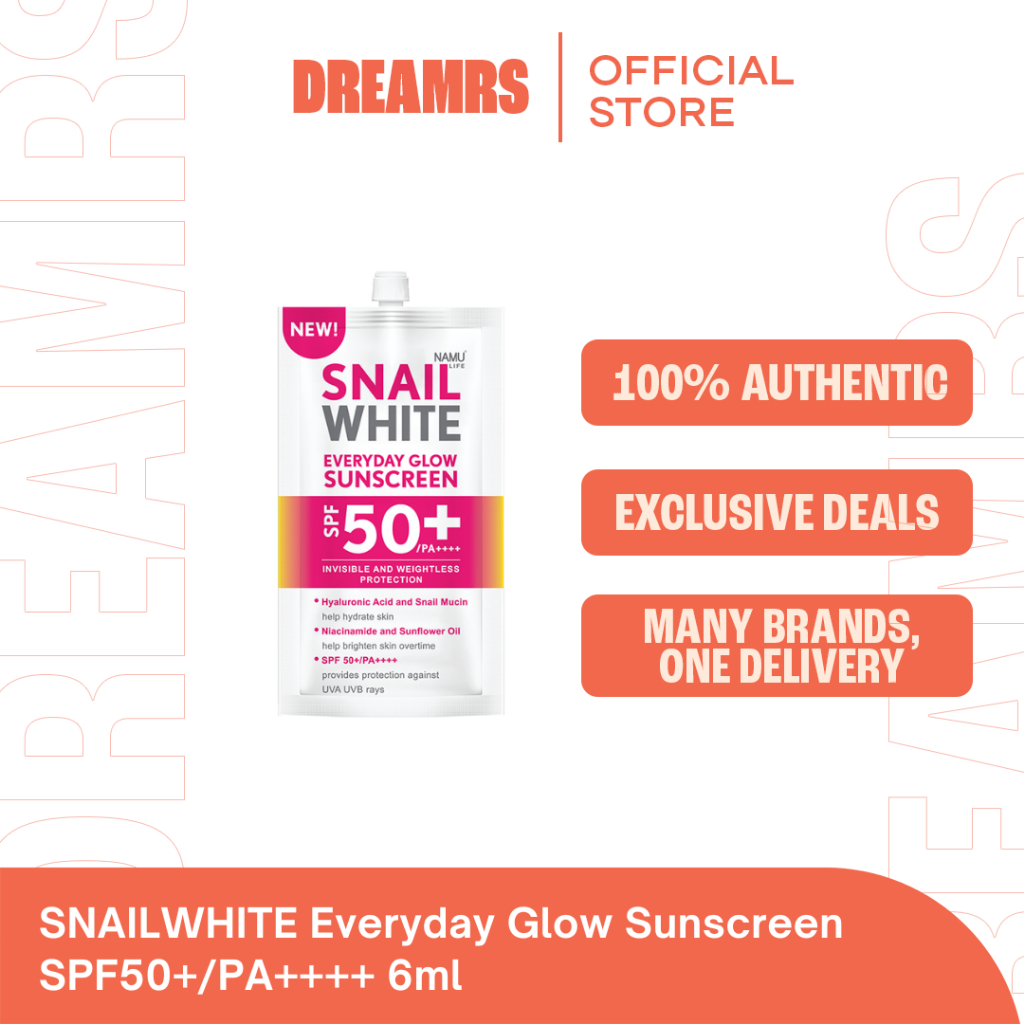 SNAILWHITE Everyday Glow Sunscreen SPF50+/PA++++ 6ml (DREAMRS) | Shopee ...