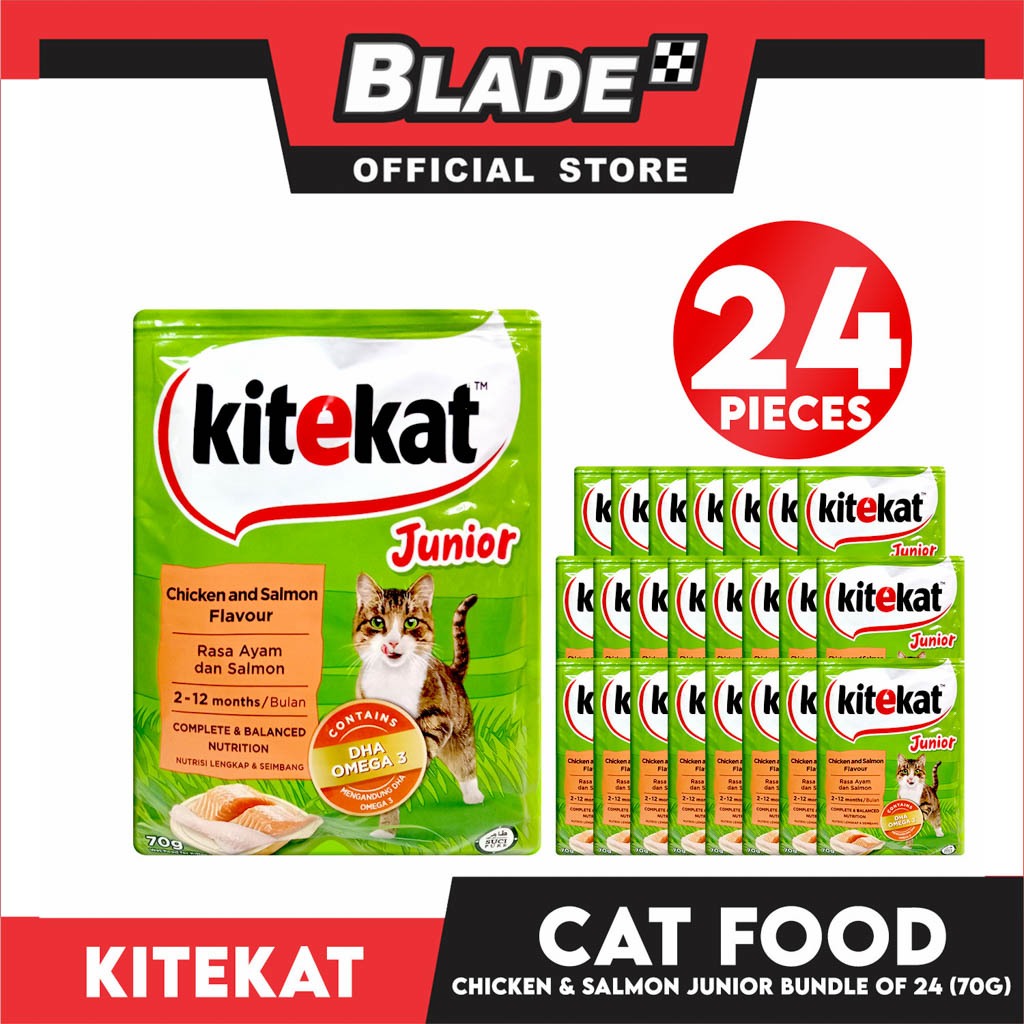 24pcs Kitekat Wet Cat Food in Pouch Junior 70g (Chicken and Salmon ...