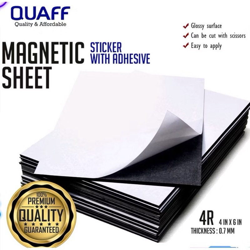(10sheets) QUAFF Magnetic Sheet A4 Size | 4R Size Plain and with Adhesive for DIY Ref Magnet ...