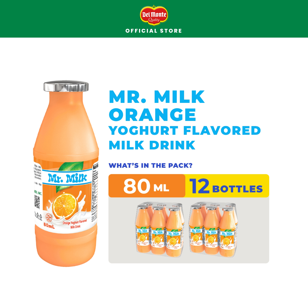 MR. MILK Orange Yoghurt Flavored Milk Drink that Kids Love - 80ml x 12 ...
