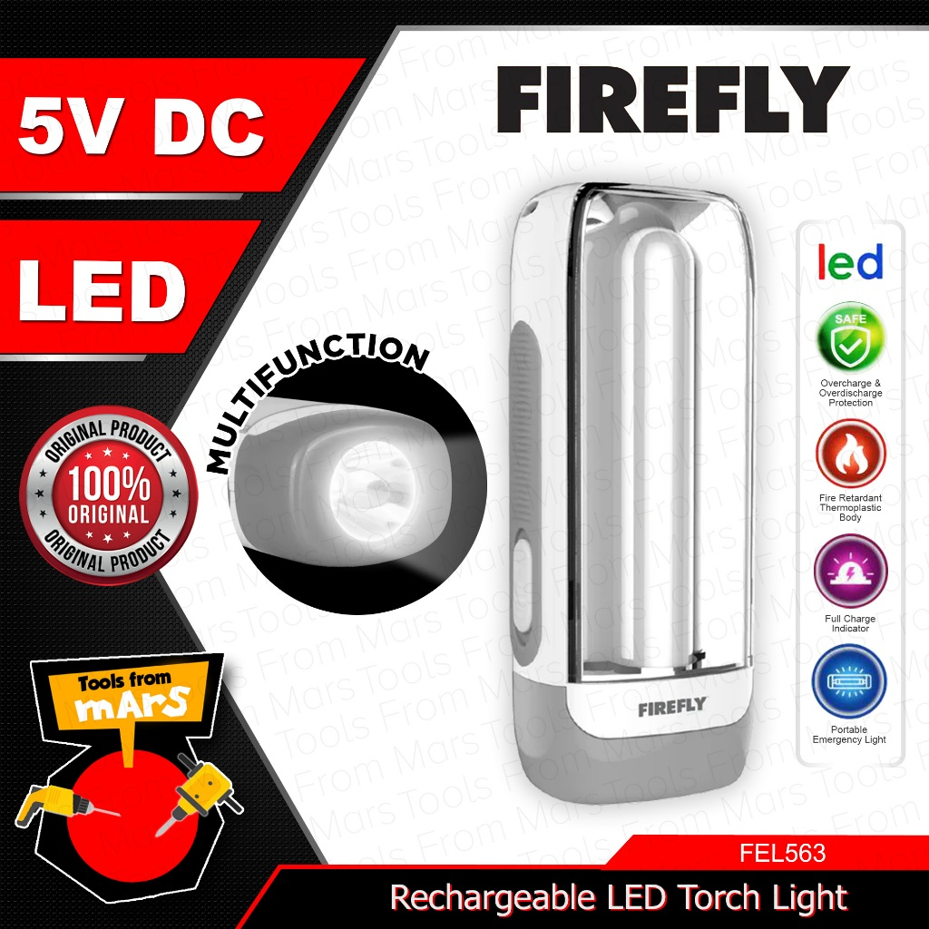 Firefly Handy Rechargeable LED Torch Light 5V DC Portable Flashlight ...
