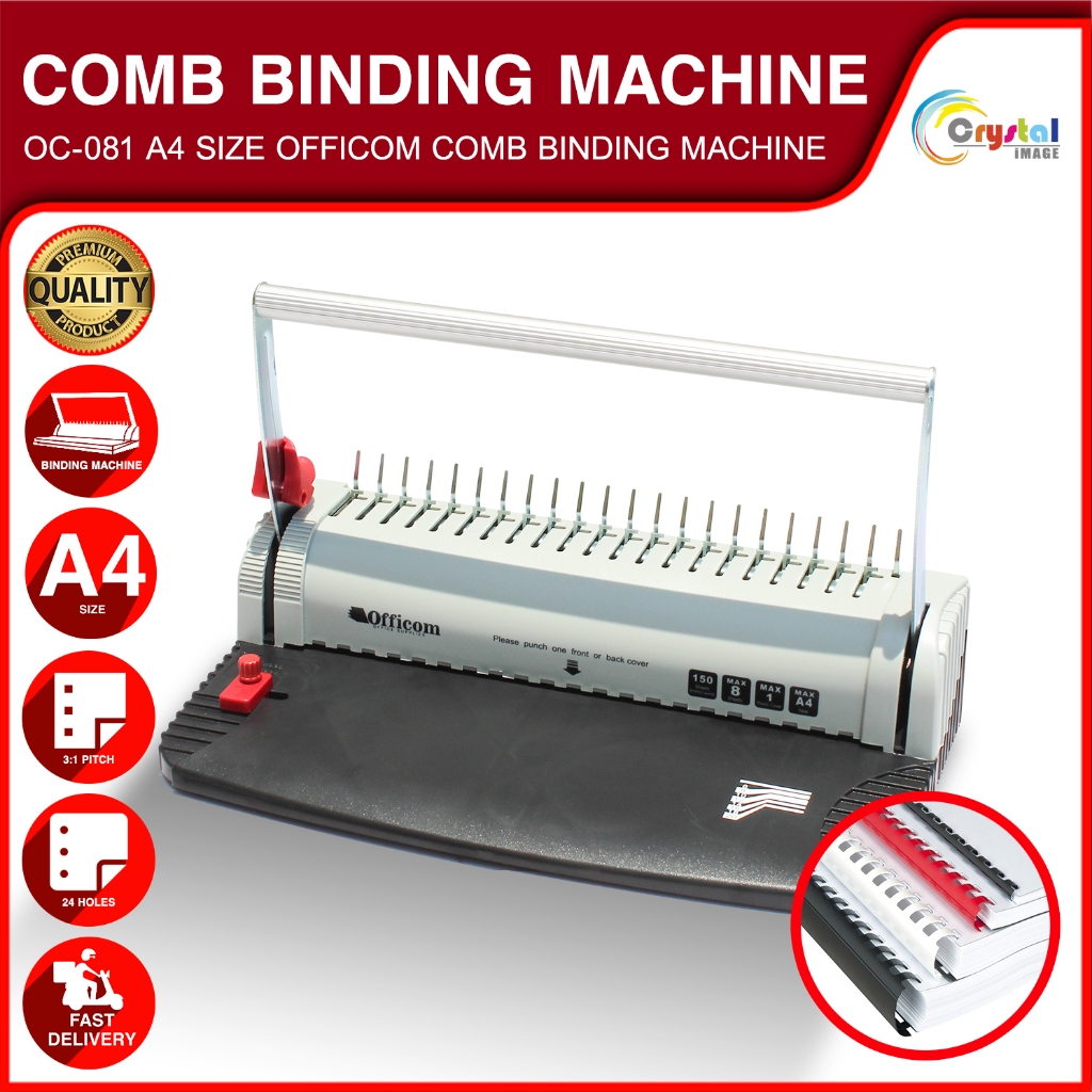 Officom OC-081 Comb Binding Machine A4 Size Manual Hole Binding Machine ...