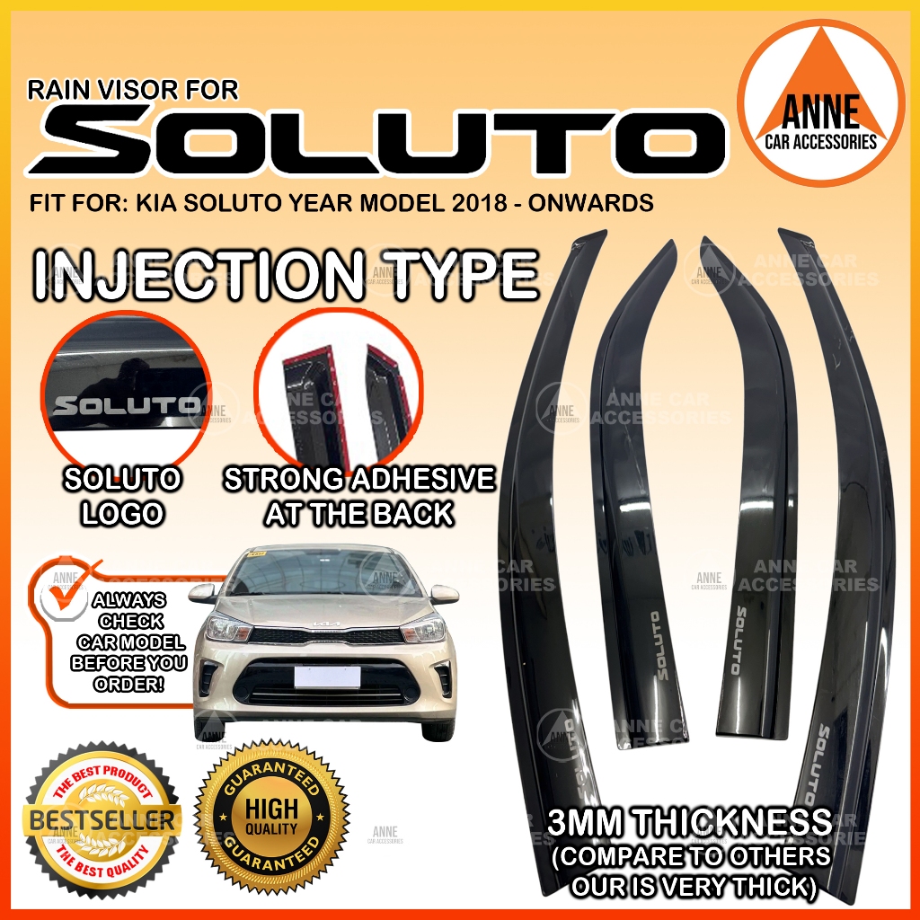 Window Rain Door Visor for Kia Soluto 2018 - Onward / Kia Seltos 2020 ...