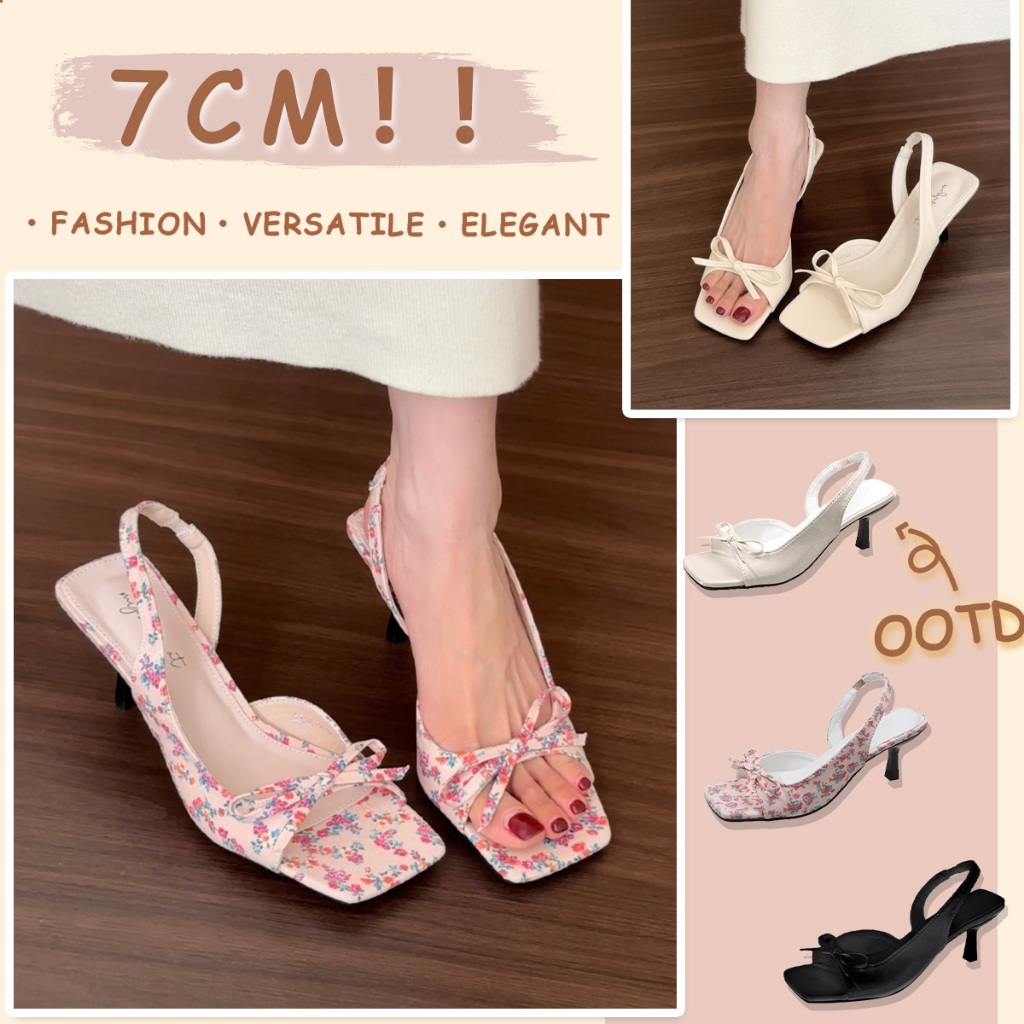 Floral Print Sandals For Women Heels Stiletto Elegant Heels Korean ...