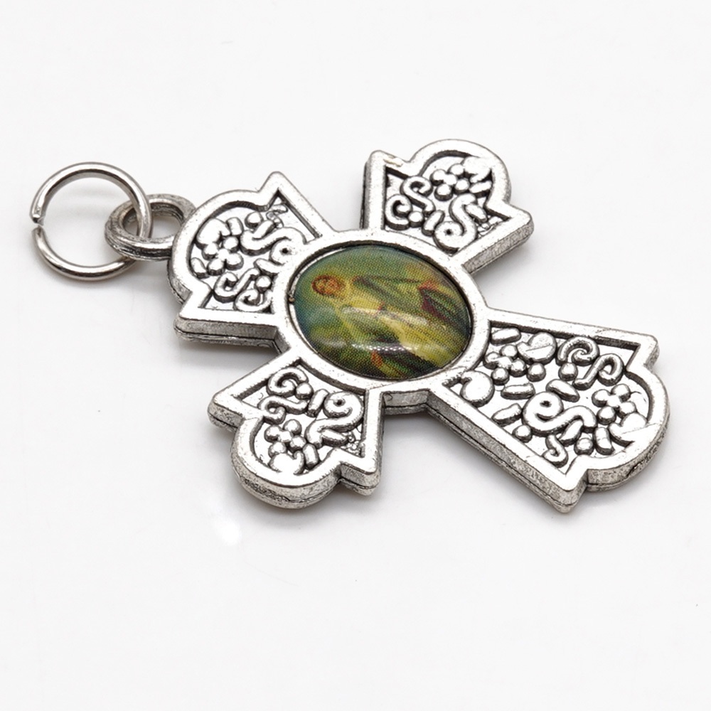 Holy Silver Metal Catholic Cross Pendant - Sacred Heart, Mama Mary ...