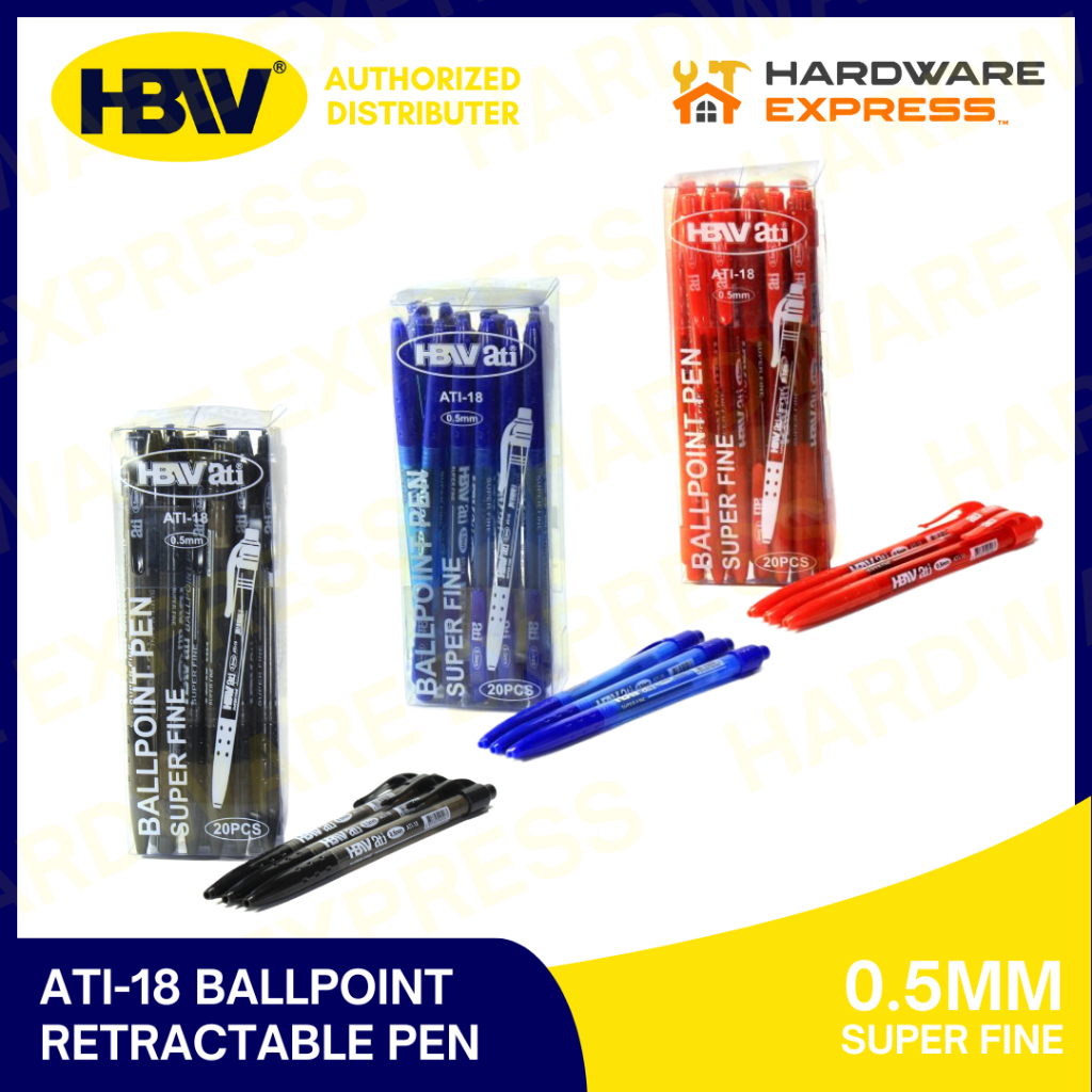 20pcs HBW ATI-18 Retractable Fine Point Ballpen 0.5mm | Shopee Philippines