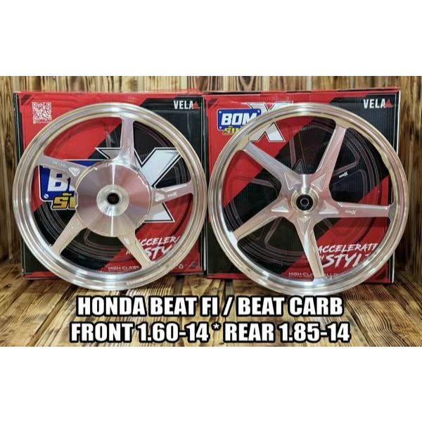 MIOLS1 BRAND NEW BOM X VELA CNC MAGS 14s 5 SPOKES HONDA BEAT FI / BEAT ...