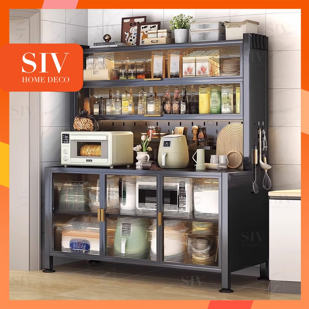SIV Kitchen Cabinet Microwave Oven Rack Shelves With Pegboard Organizer ...