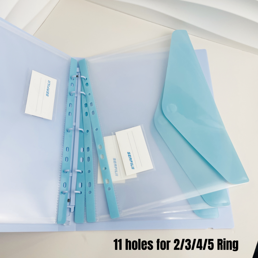 4Pcs Long Loose Leaf File Bag Plastic Envelopes Binder Folders with 11 ...