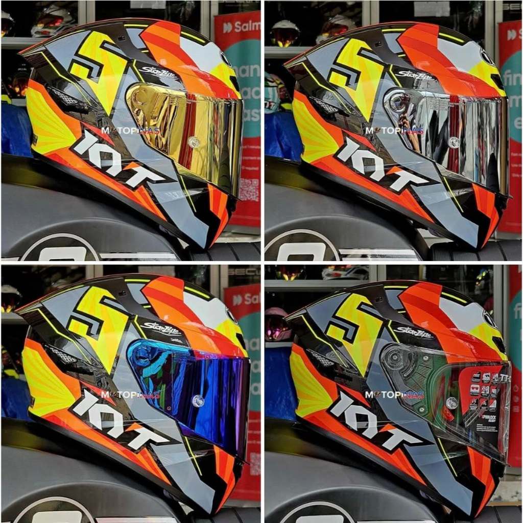 KYT TT-Course Flux Masia Fullface Helmet Single Visor and Iridium Lens ...