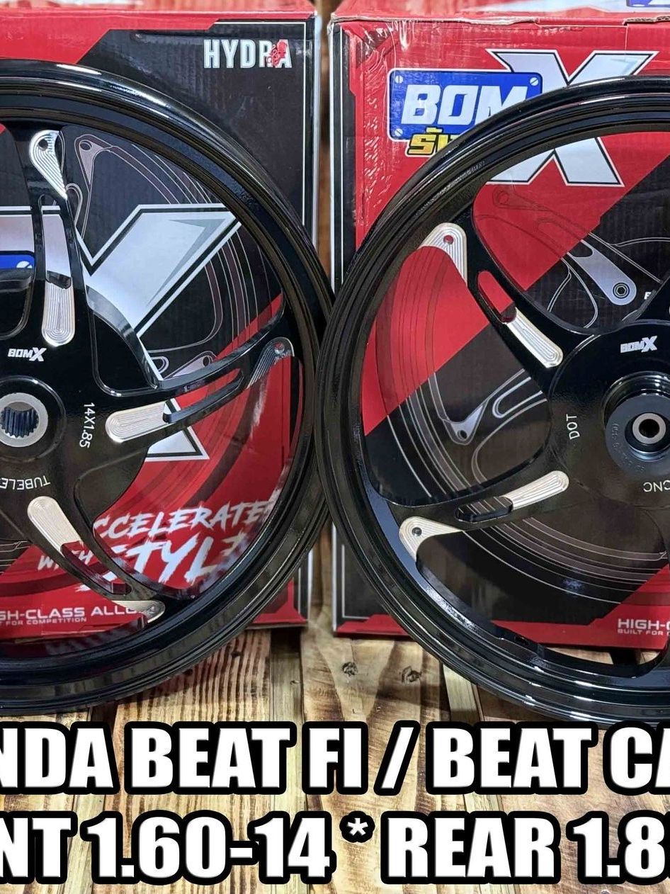 MIOLS1 BRAND NEW BOM X HYDRA CNC MAGS 14s 5 SPOKES HONDA BEAT FI / BEAT ...