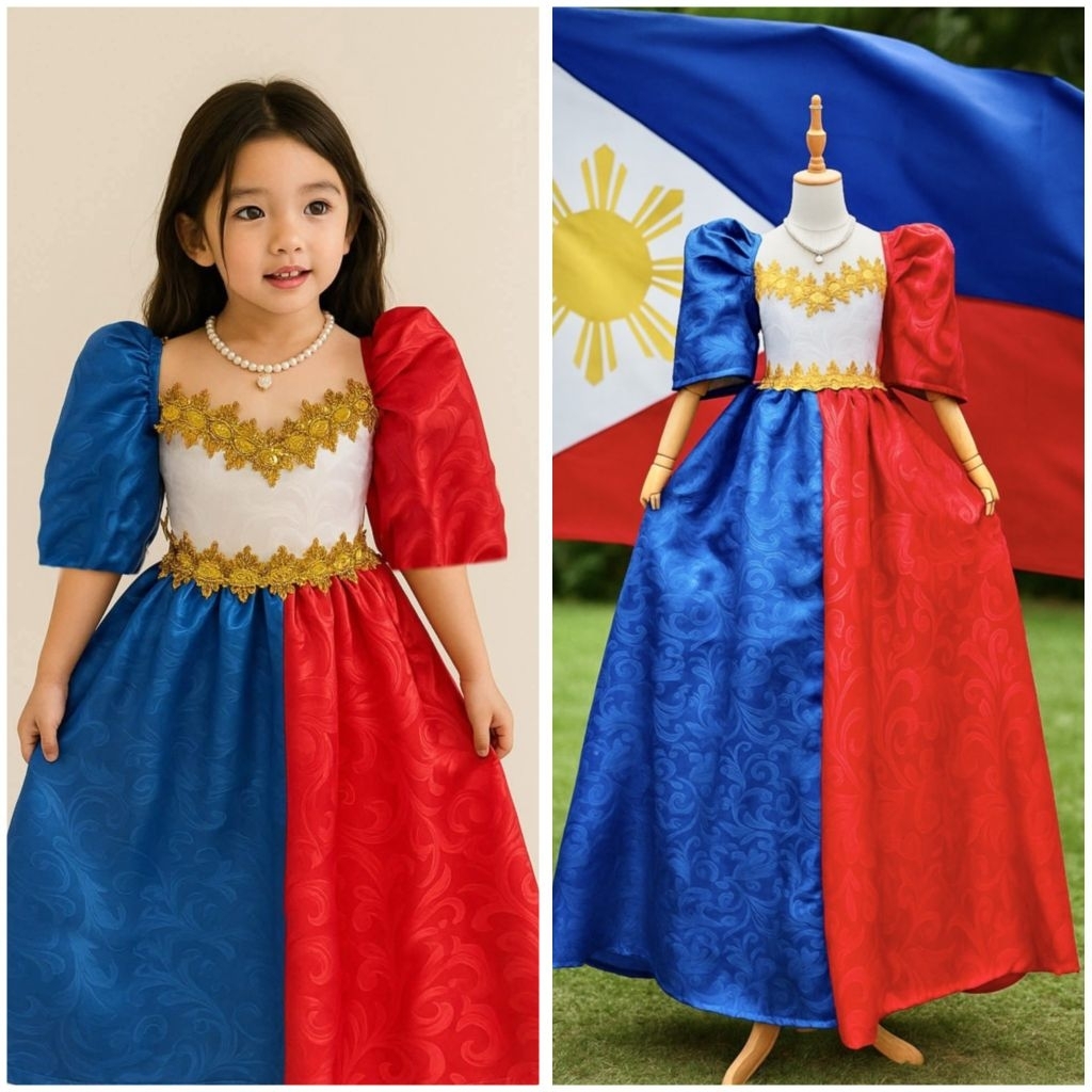 National costume Philippines flag dress for kids girls | Shopee Philippines