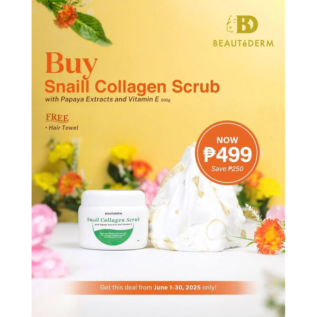 BEAUTeDERM Snail Collagen Body Scrub with Papaya Extracts Vitamin E ...