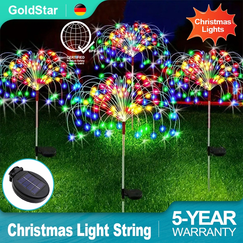 Gold Star Solar Fireworks Christmas Lights Outdoor Solar Firework Light ...