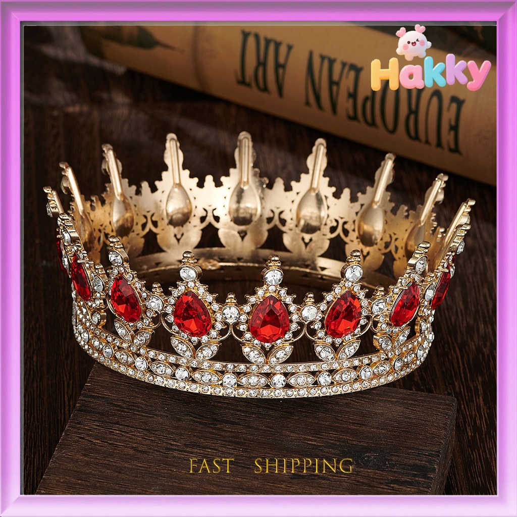 Prom Events Kids Crystal Round CrownMetal Royal King Crown Queen Crown ...