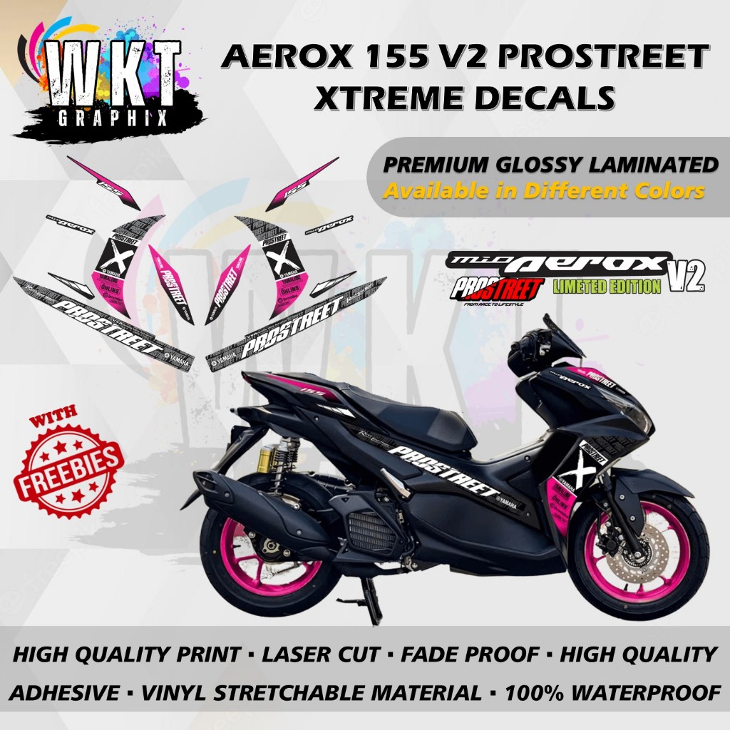 YAMAHA AEROX 155 V2 PROSTREET XTREME DECALS (WATERPROOF, LAMINATED ...