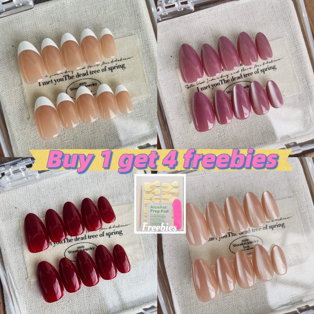 oooinkk Handmade Short Almond Nails 10 Pieces Plain Color clean Girl ...