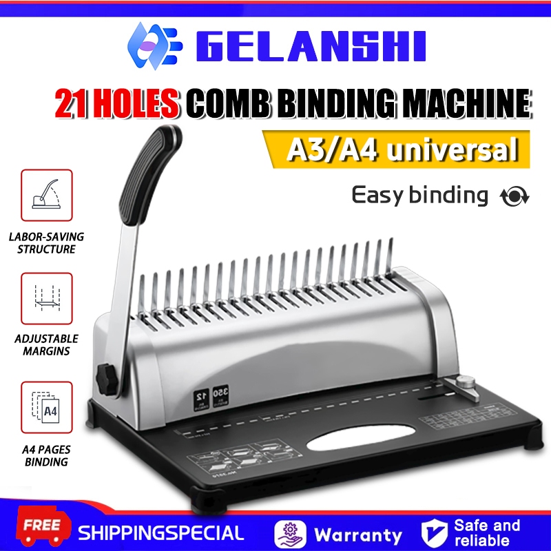 Binding Machine Ring / Comb Binding Machine A3/A4 Size Office 21 Holes ...