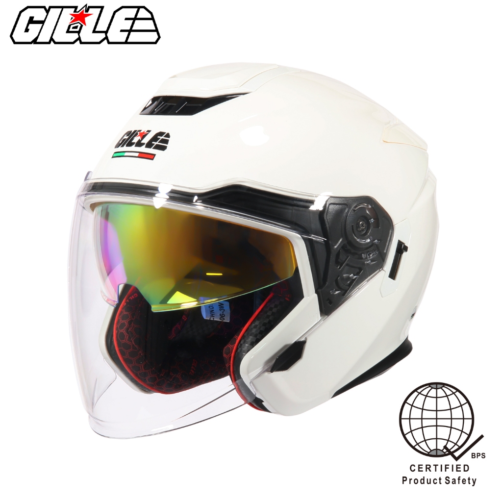 GILLE FF005 Visage Half Face Helmet Gold Iridium Inner Visor Motorcycle ...
