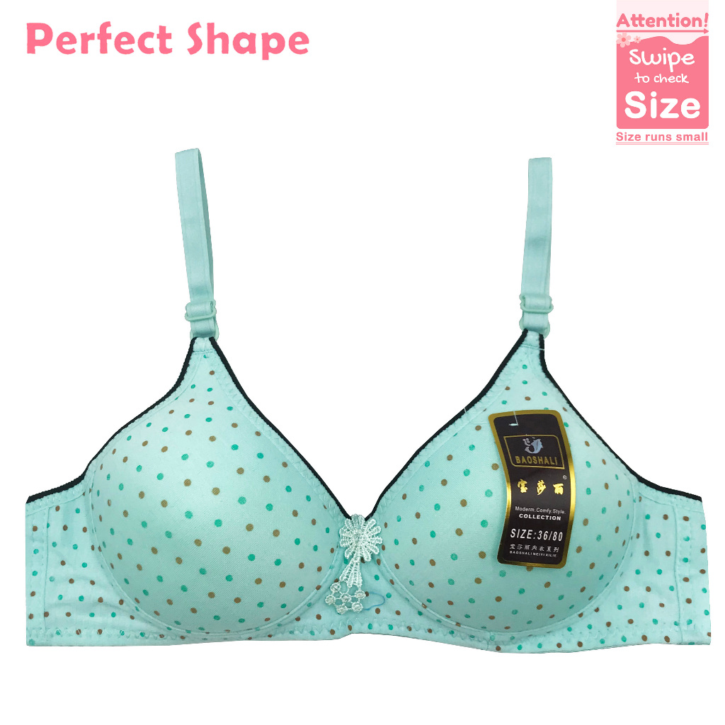 Perfect Shape Cup A Wireless Polka Dots Plain Cotton Ladies Bra ...