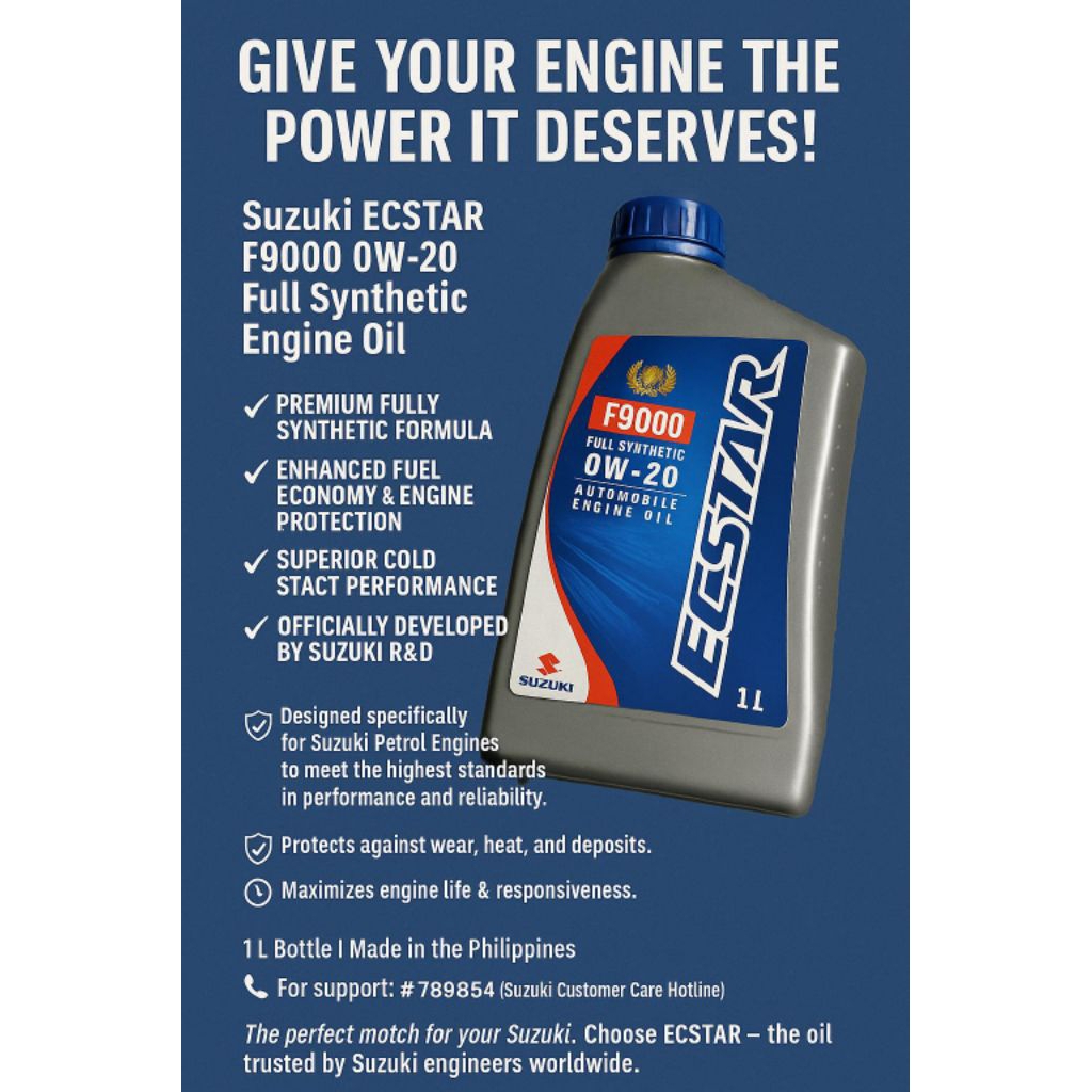 SUZUKI ECSTAR F9000 0W-20 Full Synthetic Engine Oil | Shopee Philippines