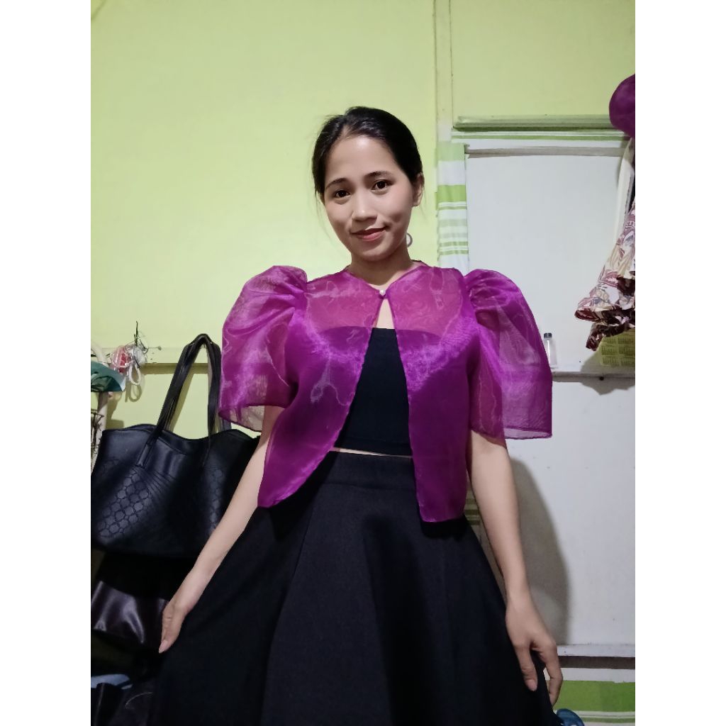 Modern Filipiniana Bolero Puff Sleeves - PURPLE | Shopee Philippines