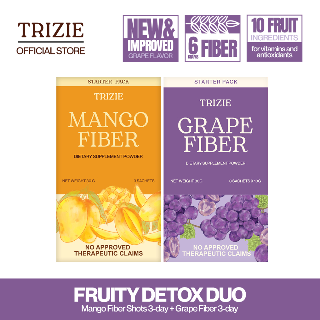 NEW TRIZIE Fruity Detox Duo (Mango Fiber 3-day x 10g + Grape Fiber 3-day x 10g) [Weight Loss ...