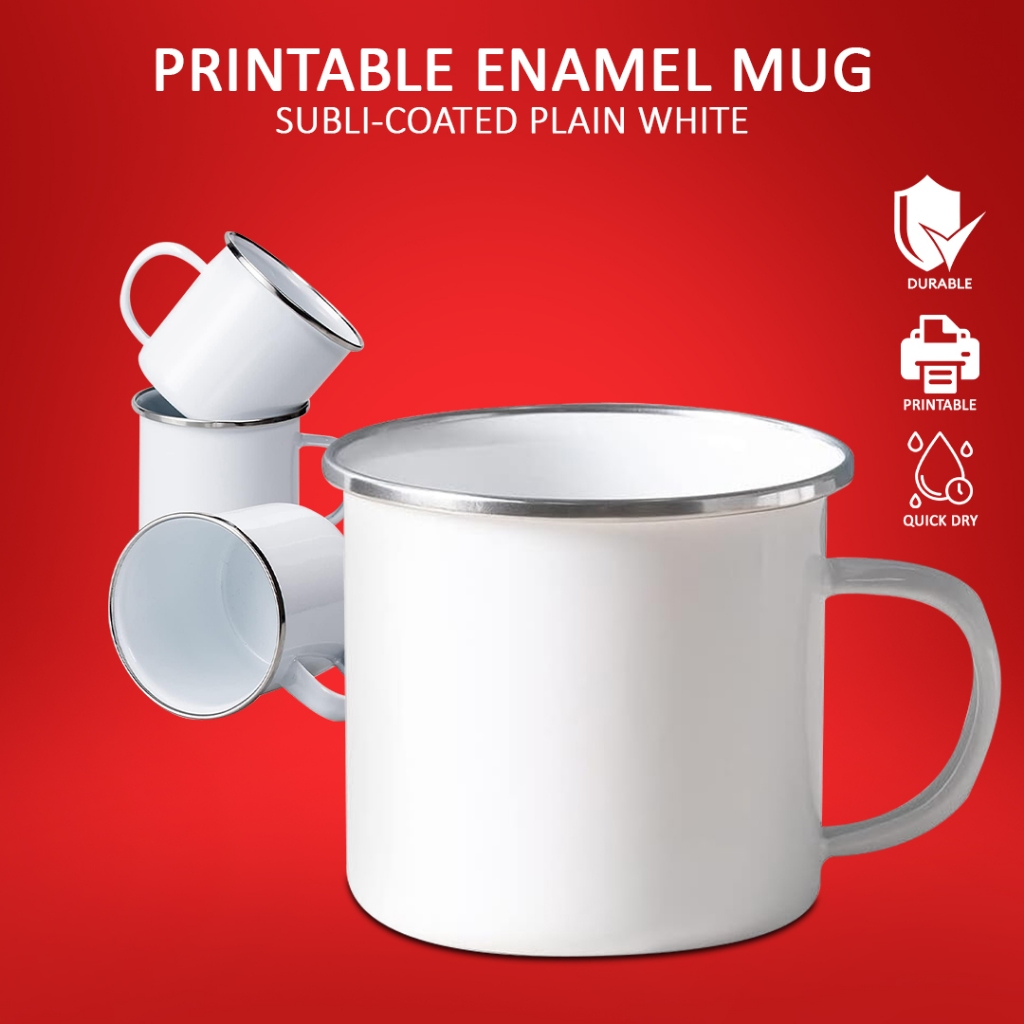 10oz Enamel Mug Camping Mug Subli-Coated Plain White Mug Personalized ...