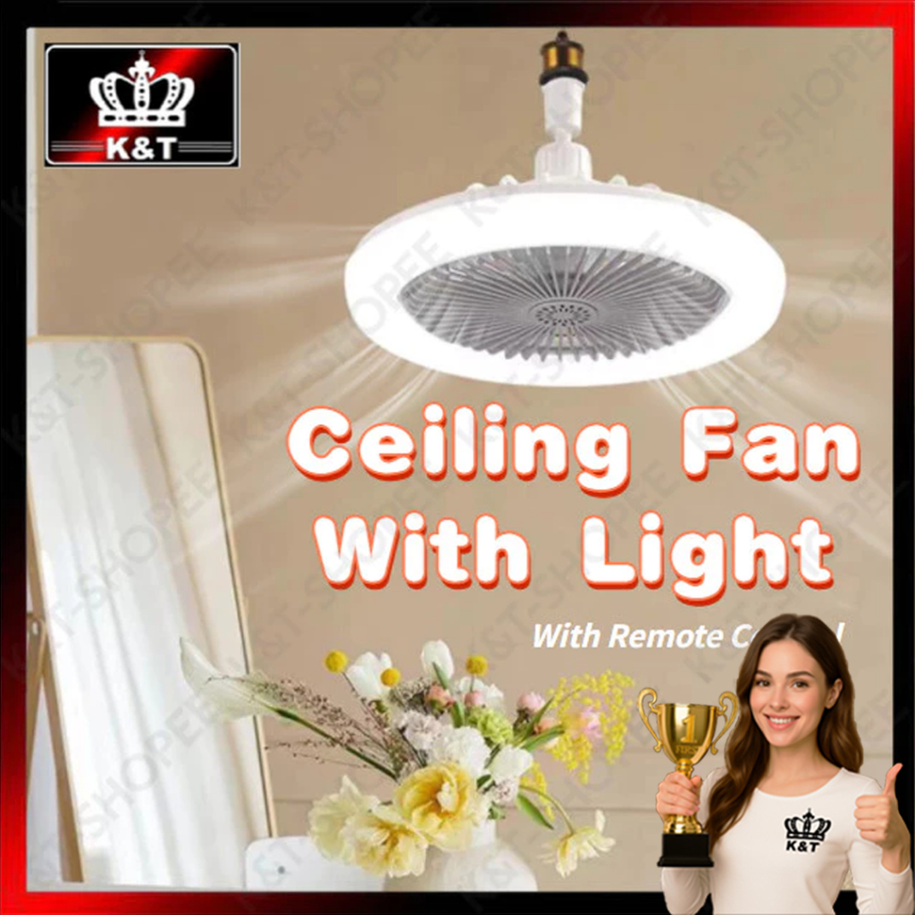 E27 Multifunctional Ceiling Fan with LED Remote Control Portable ...