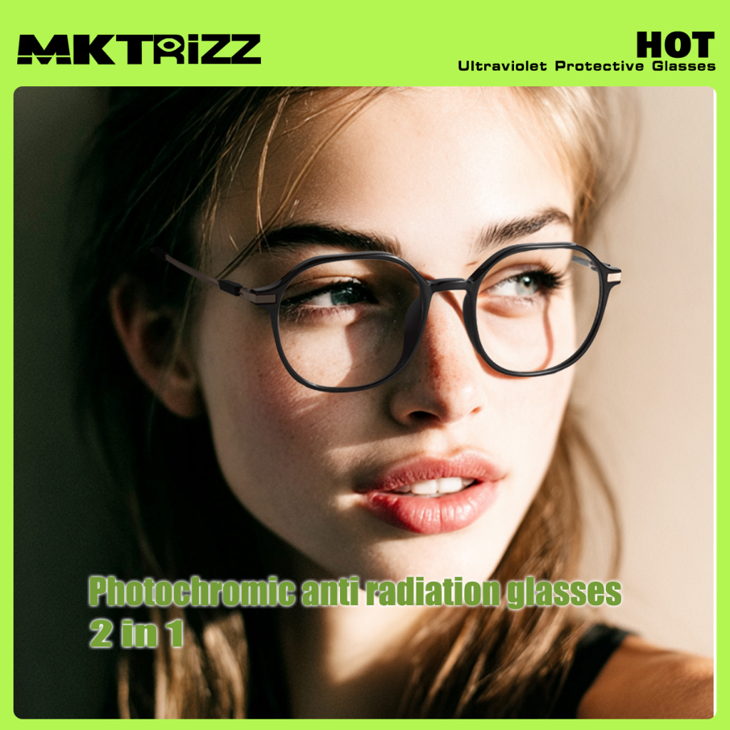 MKTRIZZ 2 In 1 Glasses Photochromic Anti Radiation Eyeglasses Frames ...