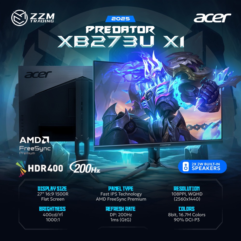 Acer XB273U X1bmiiprx 2024 27" 2K WQHD 200Hz 1ms Fast-IPS Gaming ...