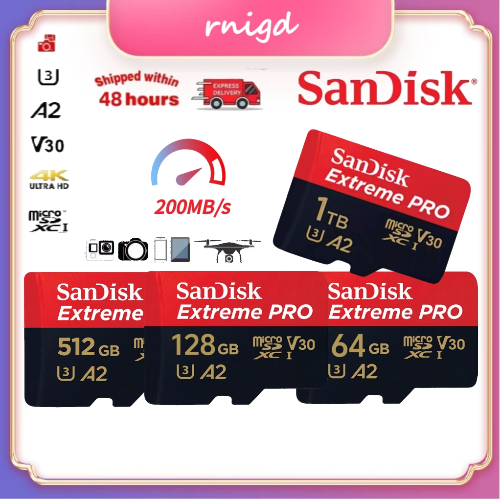 Extreme PRO Sandisk MicroSD Card A2 Memory Card 128G/256GB/512GB/1TB ...