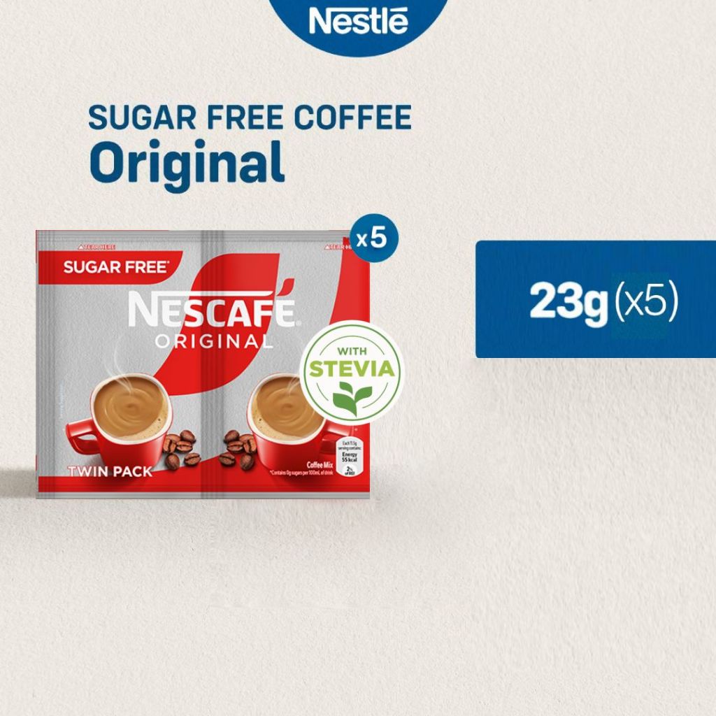 Nescafe Original Sugar Free 3-in-1 Coffee Twin Pack 23g - Pack of 5 ...