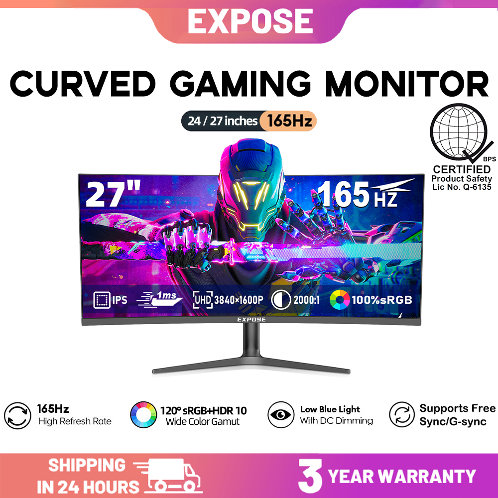 EXPOSE Monitor 27/24/22/19 Inch Curved Gaming Monitor 165/75/60Hz IPS ...