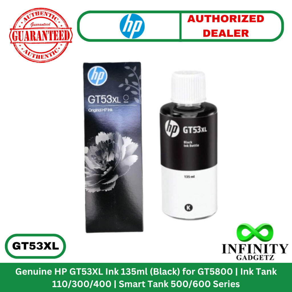 Genuine HP GT53XL Ink 135ml (Black) for GT5800 | Ink Tank 110/300/400 ...