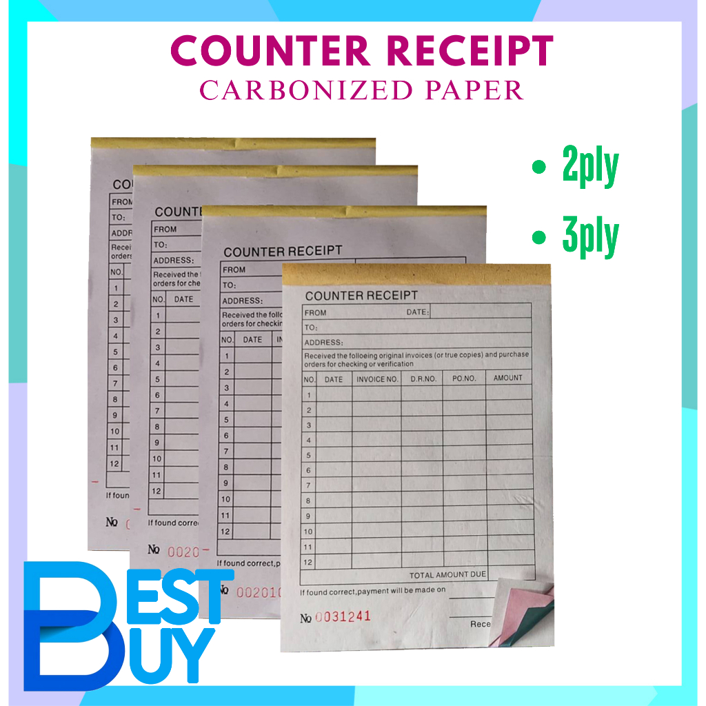 Counter Receipt carbonized 2 PLY or 3 PLY portrait (7x5inches) | Shopee ...