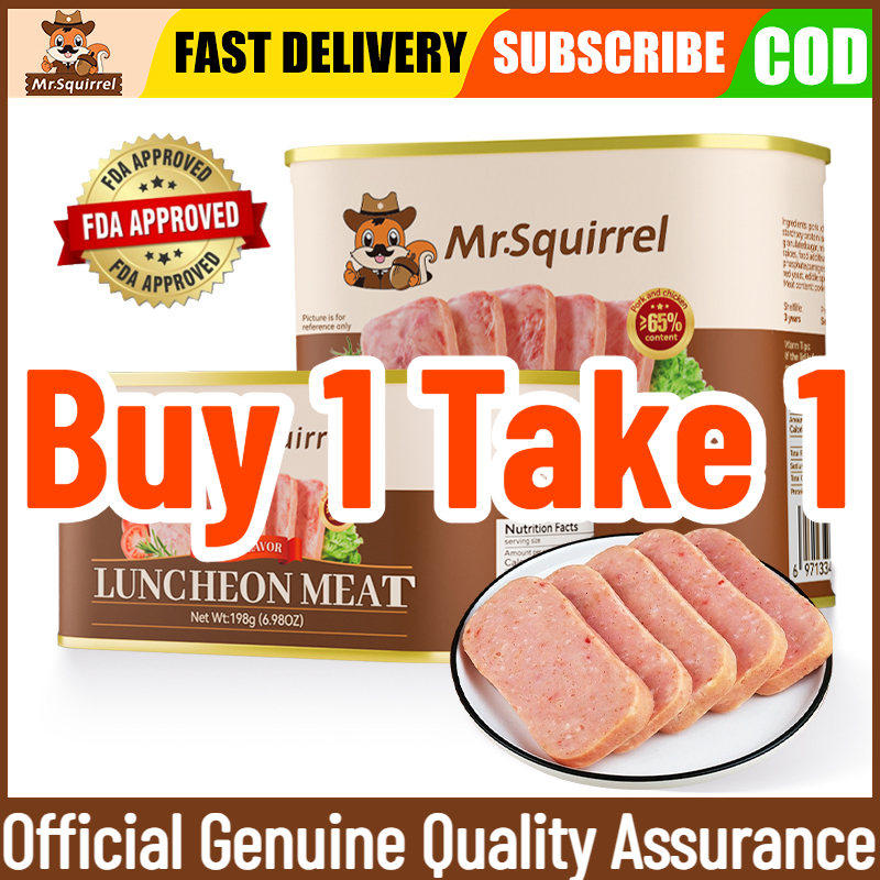 【Buy 1 Take 1】Mr.Squirrel 198g/340g luncheon meat Ready-To-Eat Low Card ...