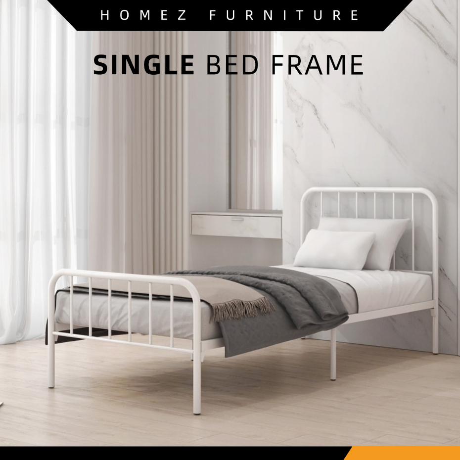 Homez Metal 3V Single Bed Frame Powder Coat Metal Bed Frame Strong Load ...