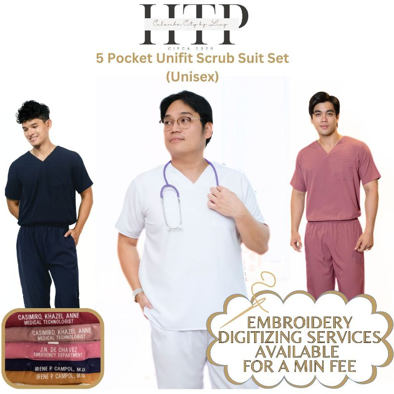 🆕HTP 5 Pocket Unifit Scrub Suit (For Men Women) Nurse Doctor Medical ...