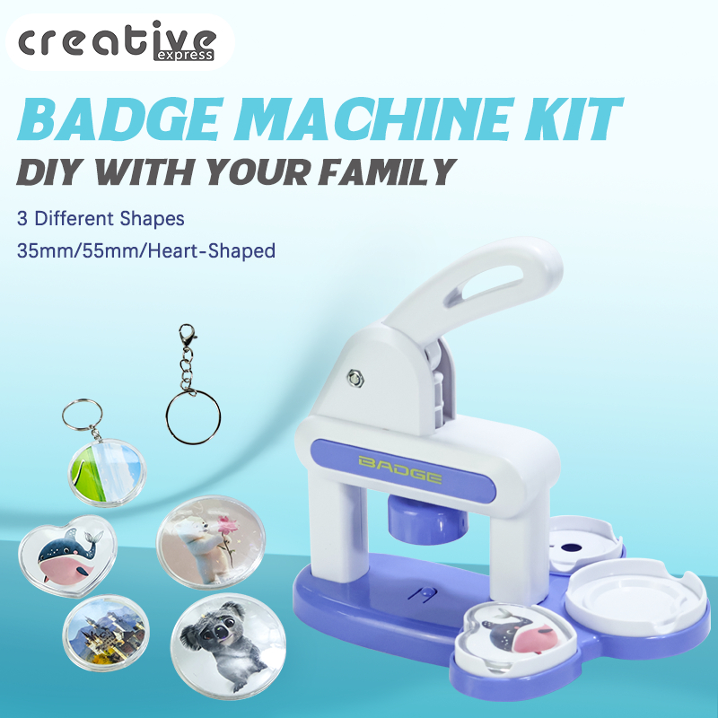 Creative 3 in 1 Badge Machine Kit Blue - Upgrade Button Maker DIY Pin ...